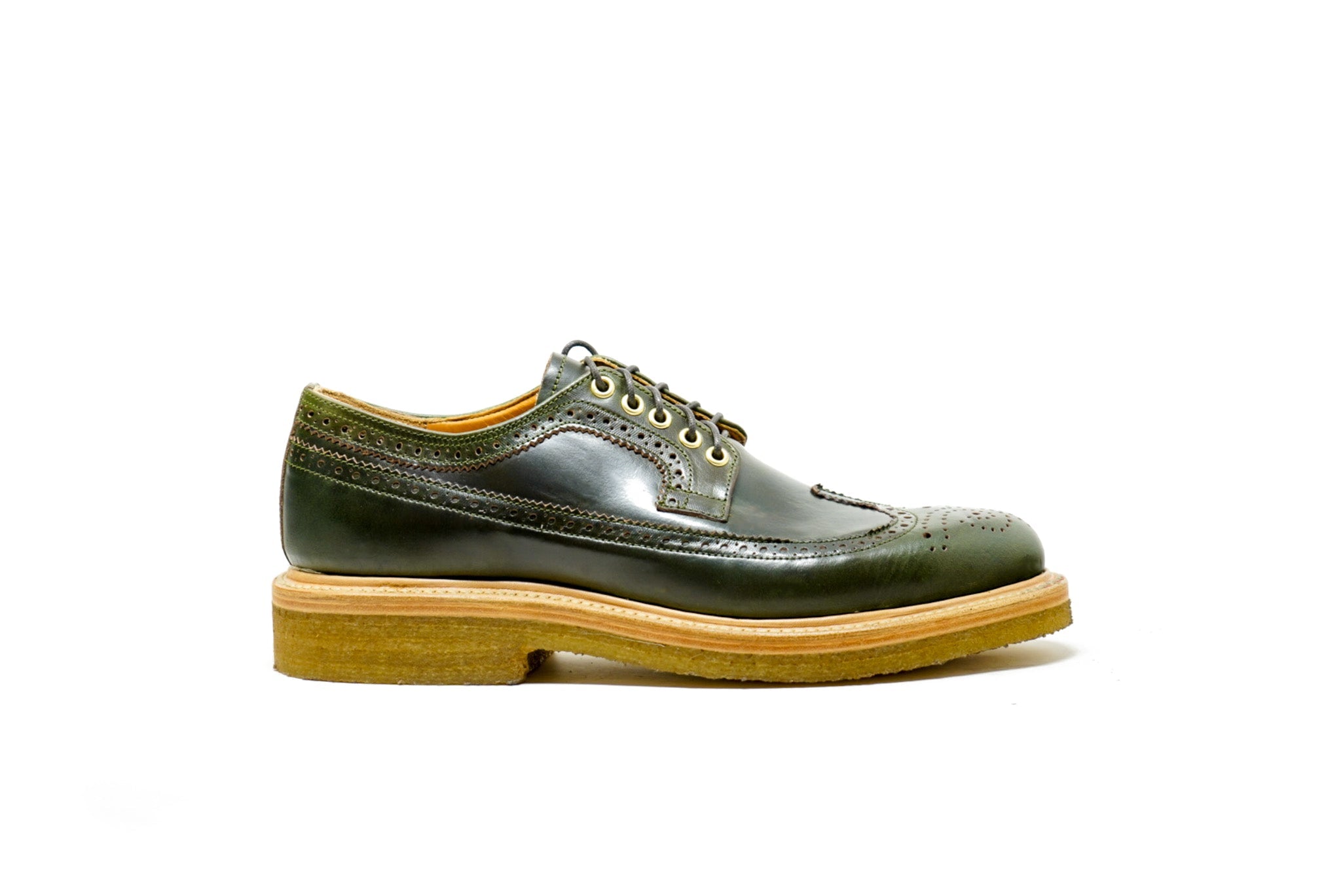 Formal Handcrafted Concho Long Wing Brogues Green cxl - Polished ...